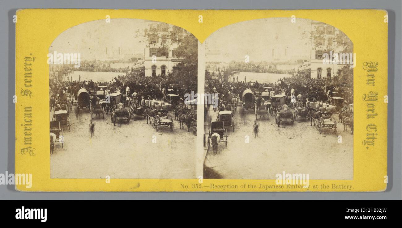 Spectators and official representatives in Battery Park waiting for the ...