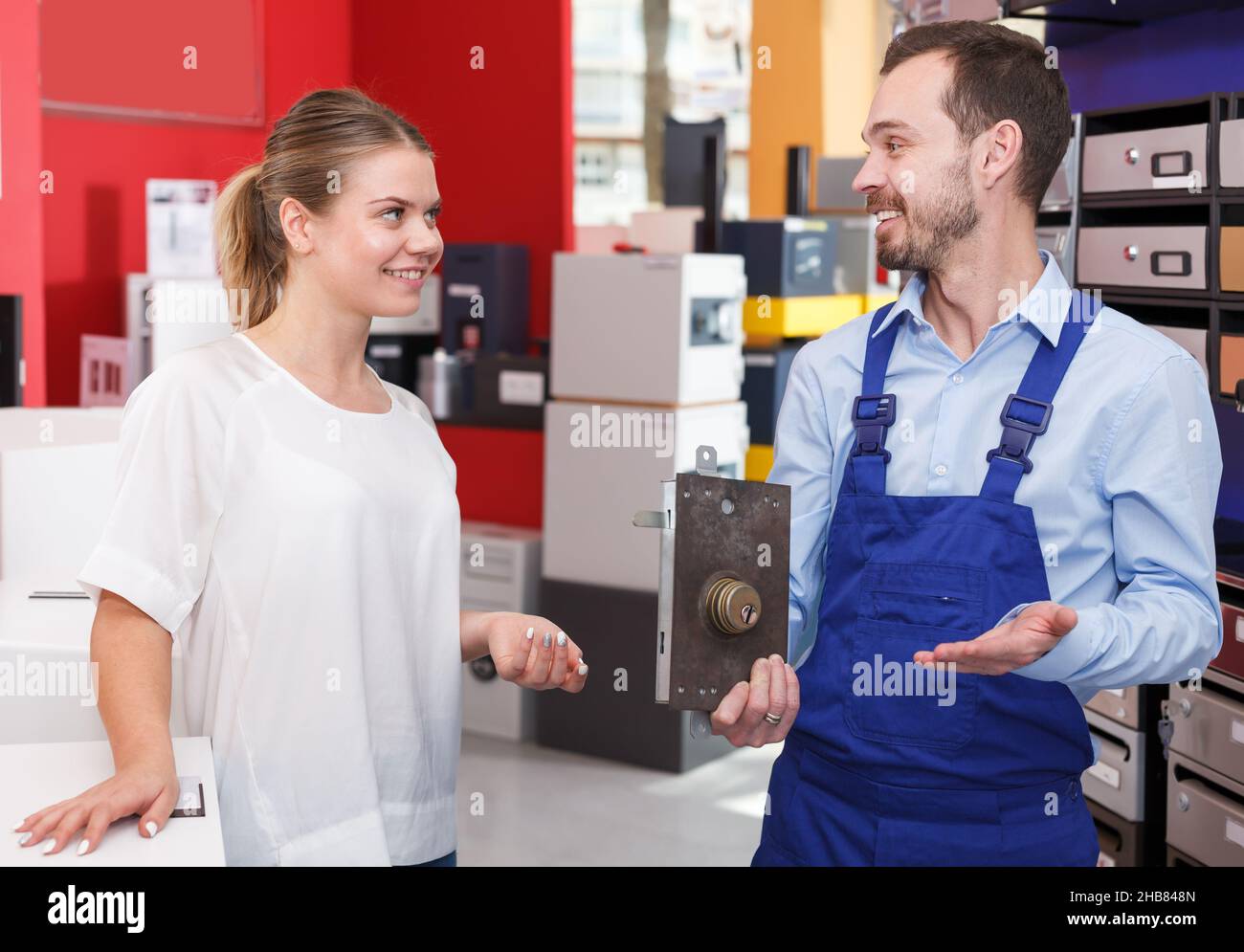 Salesman showing samples hi-res stock photography and images - Alamy