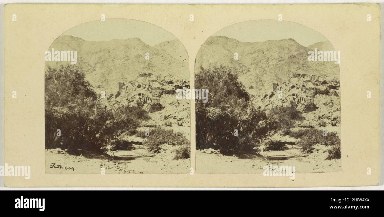 Ruins of a bishop's palace in the Wadi Feiran valley, View in the Wady ...