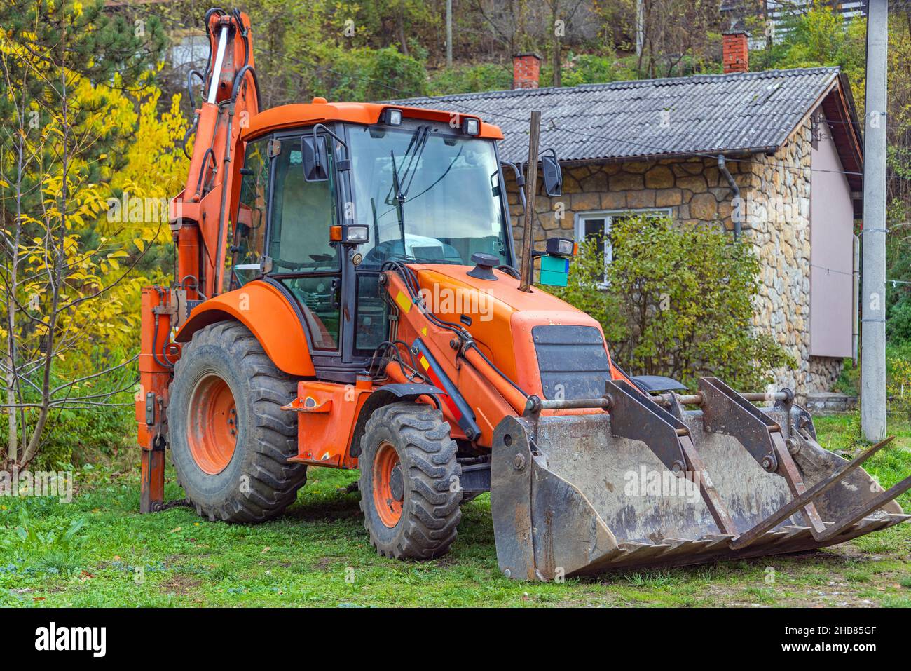 Digger Loader Construction Machine With Forks Attachment Stock Photo ...