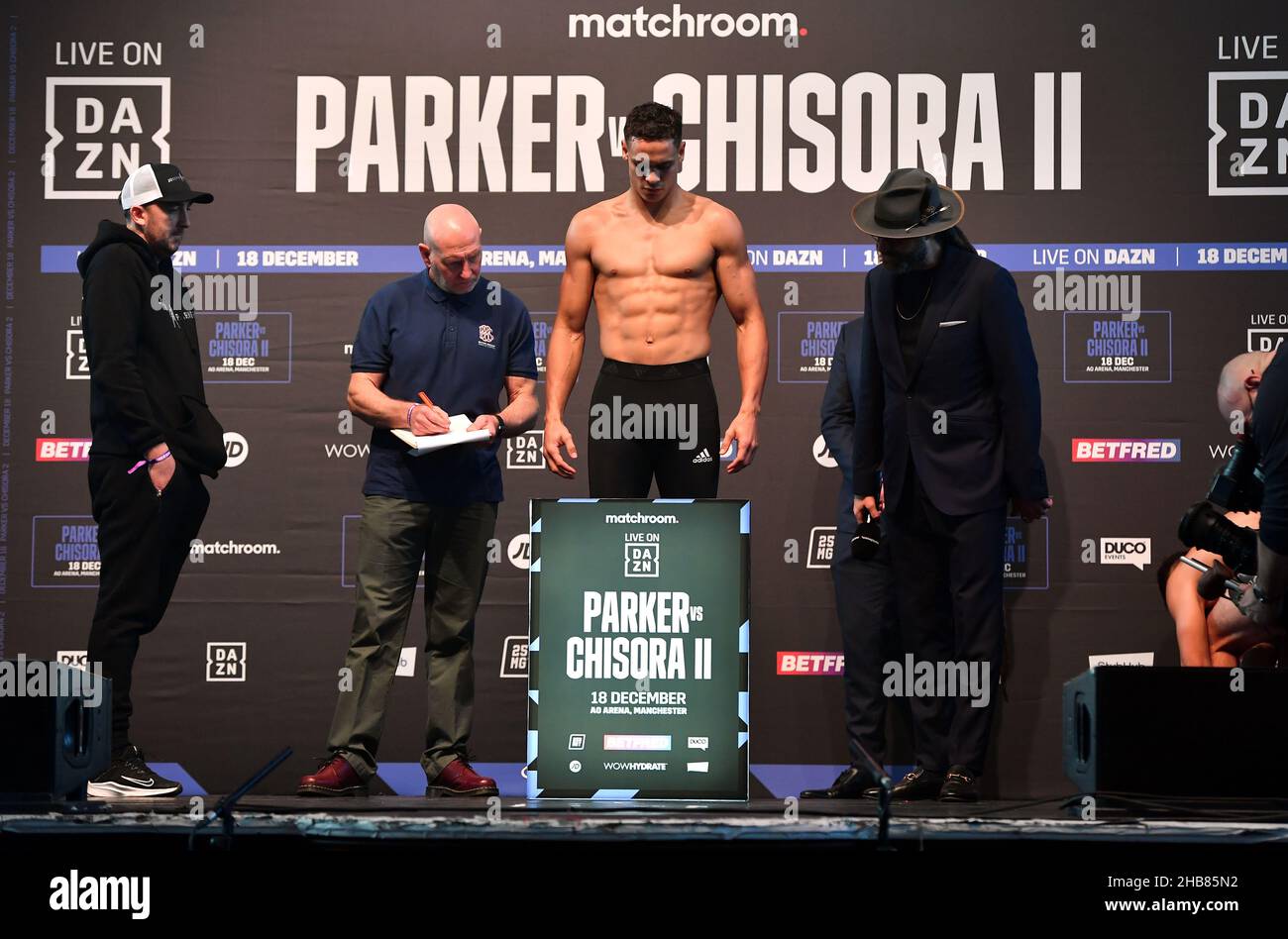 David Nyika during a weigh in at the Albert Hall, Manchester. Picture ...