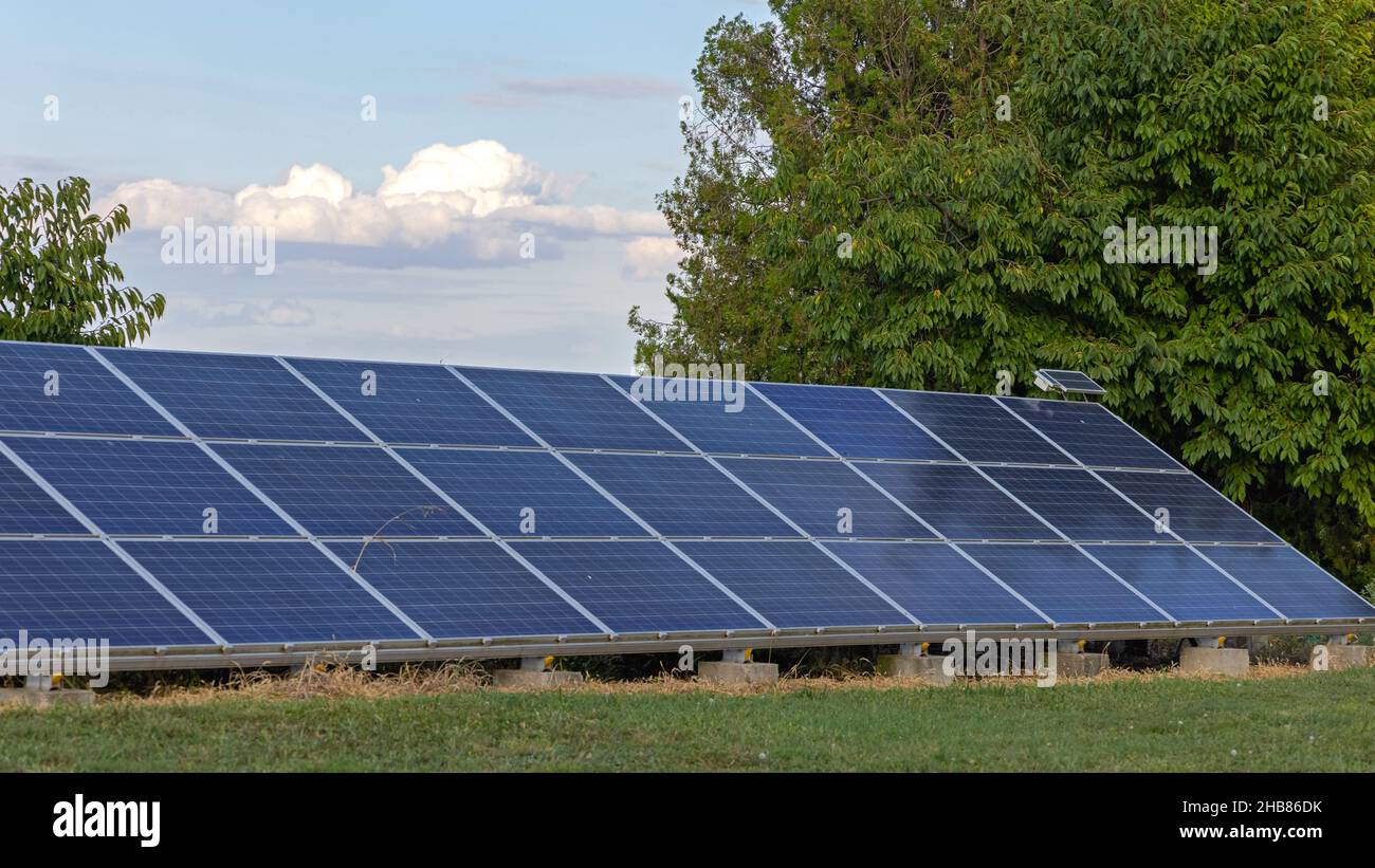 Array of Multiple Solar Panels System Generate Electricity Field Stock ...
