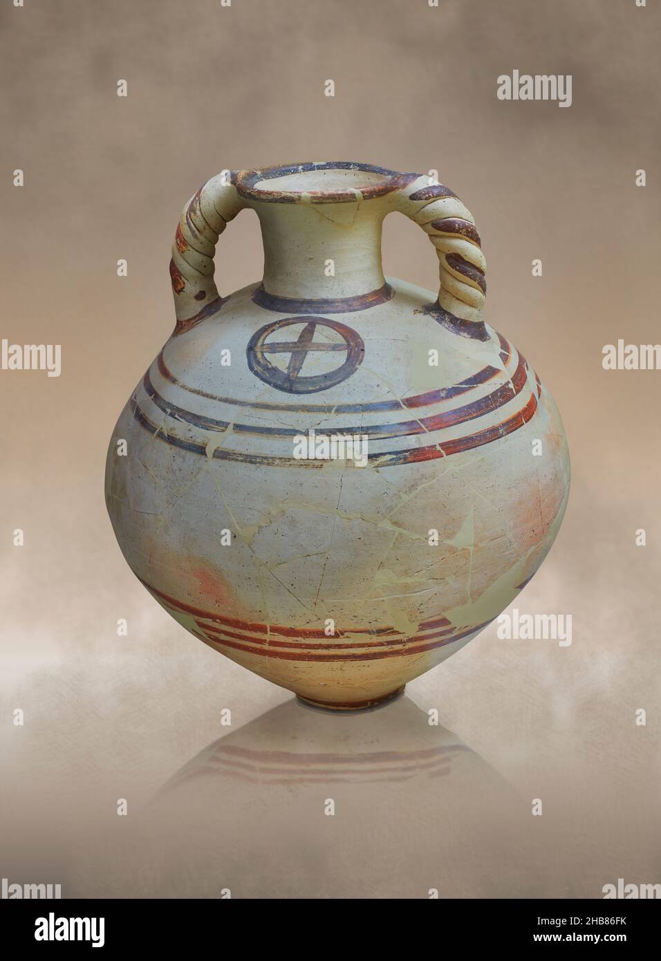 Mycenaean pottery amphora with a linear B sign, 1250 -1180 BC . Mycenae ...