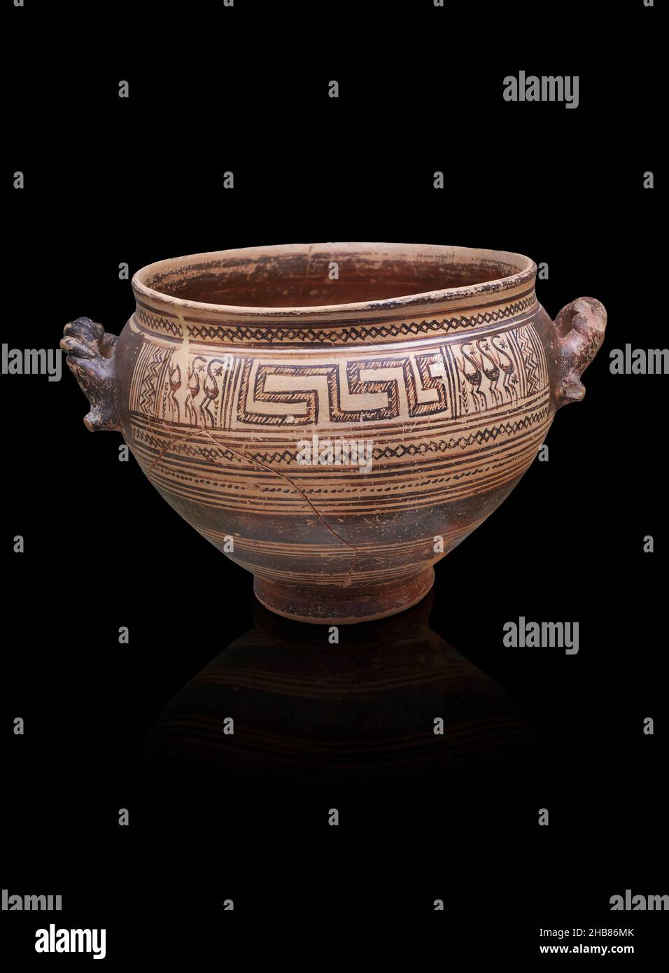 Geometric Ancient Greek pottery Krater, 750 - 730 BC . Prehistoric ...