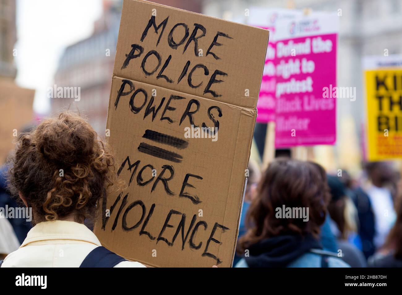Participants gather during a ‘Kill the Bill’ protest against the Police ...