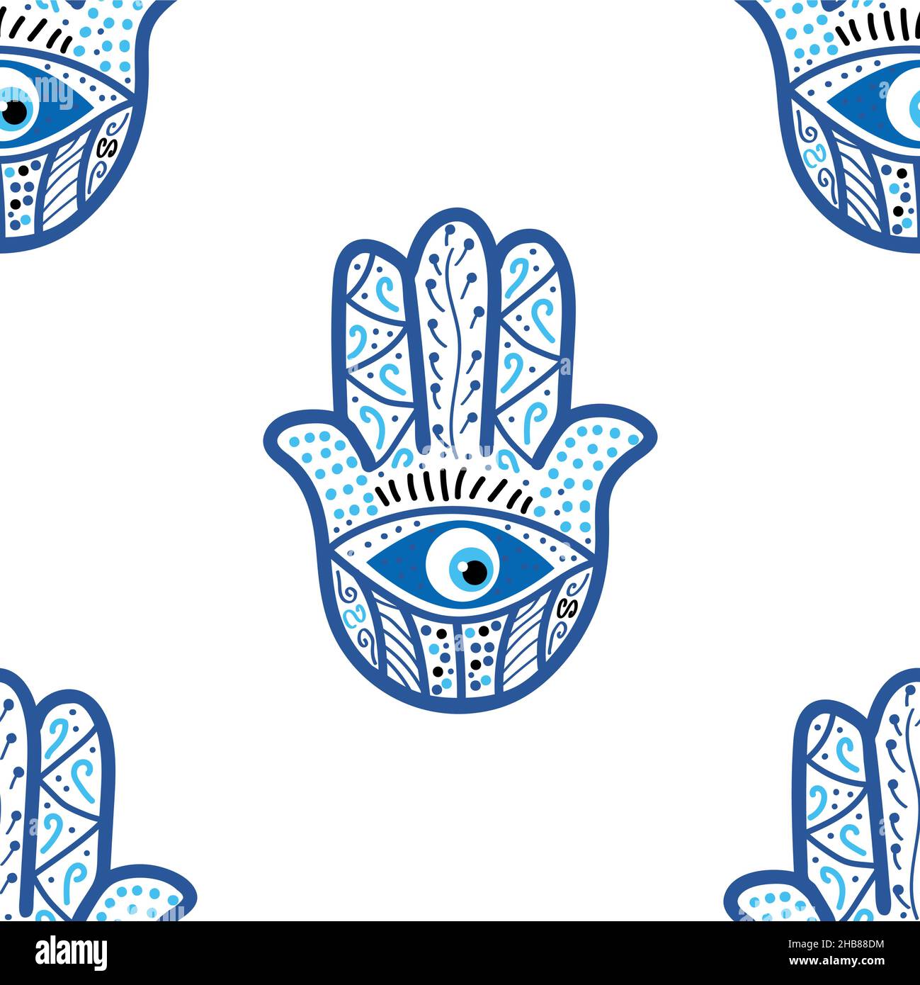 Hamsa eye, magical eye seamless pattern. Magic, witchcraft, occult ...