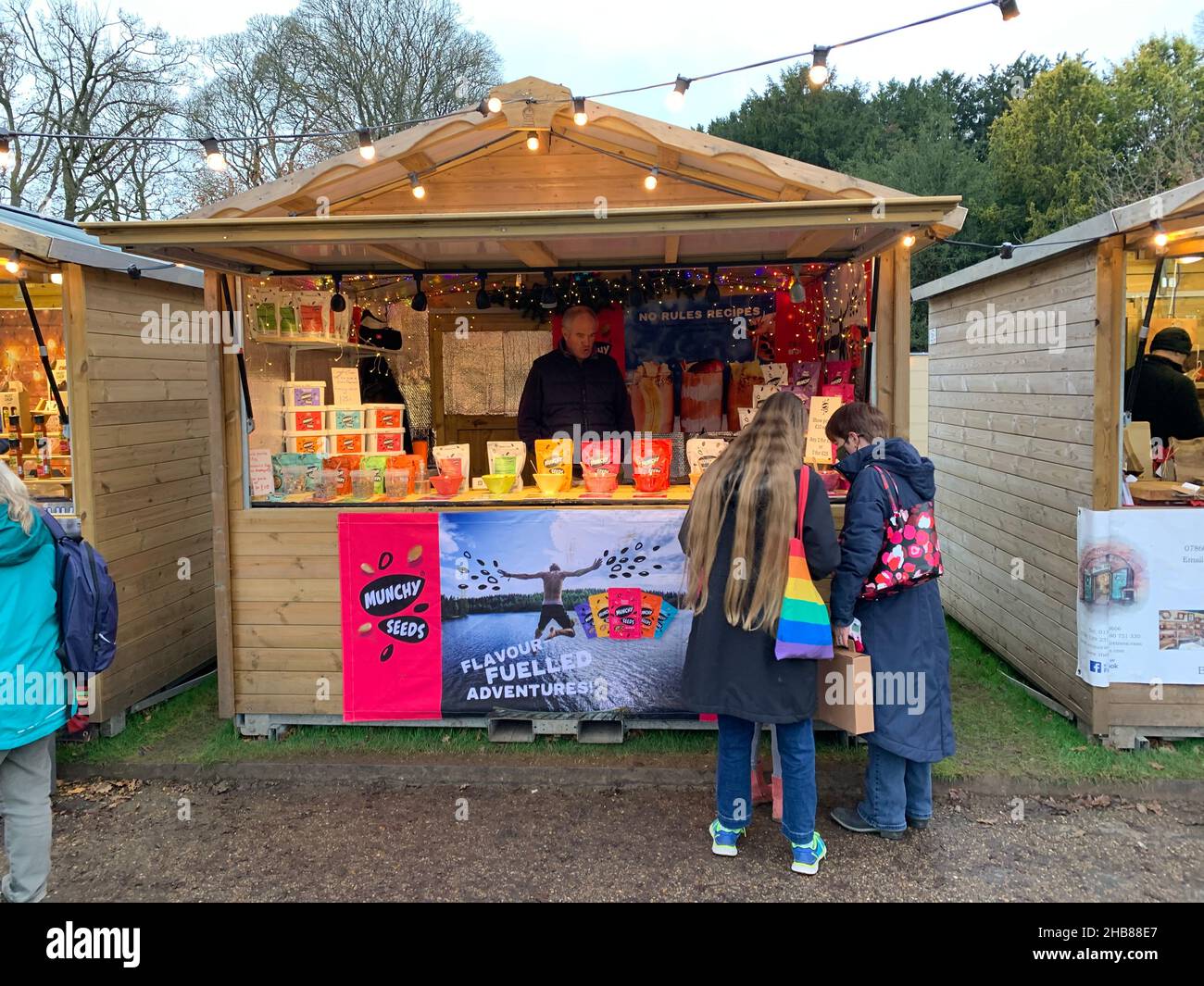 Waddeston Manor National Trust UK Christmas market stall in log cabin ...