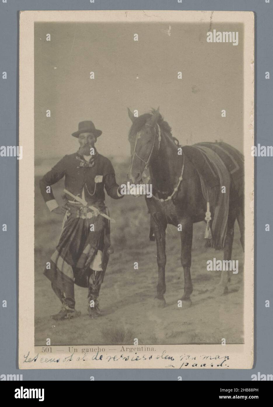 Portrait of a gaucho with a horse, Un gaucho - Argentina (title on ...