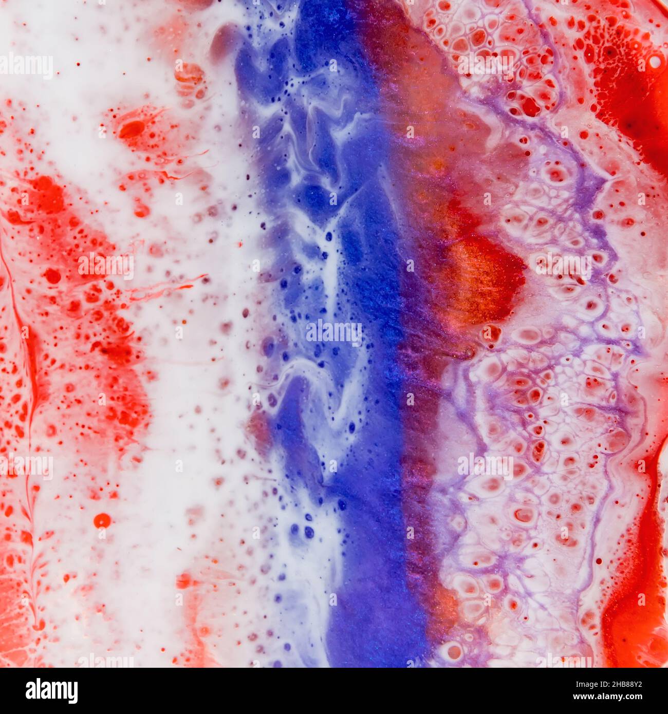 Resin art with bright blue and red colors. Epoxy effect background ...