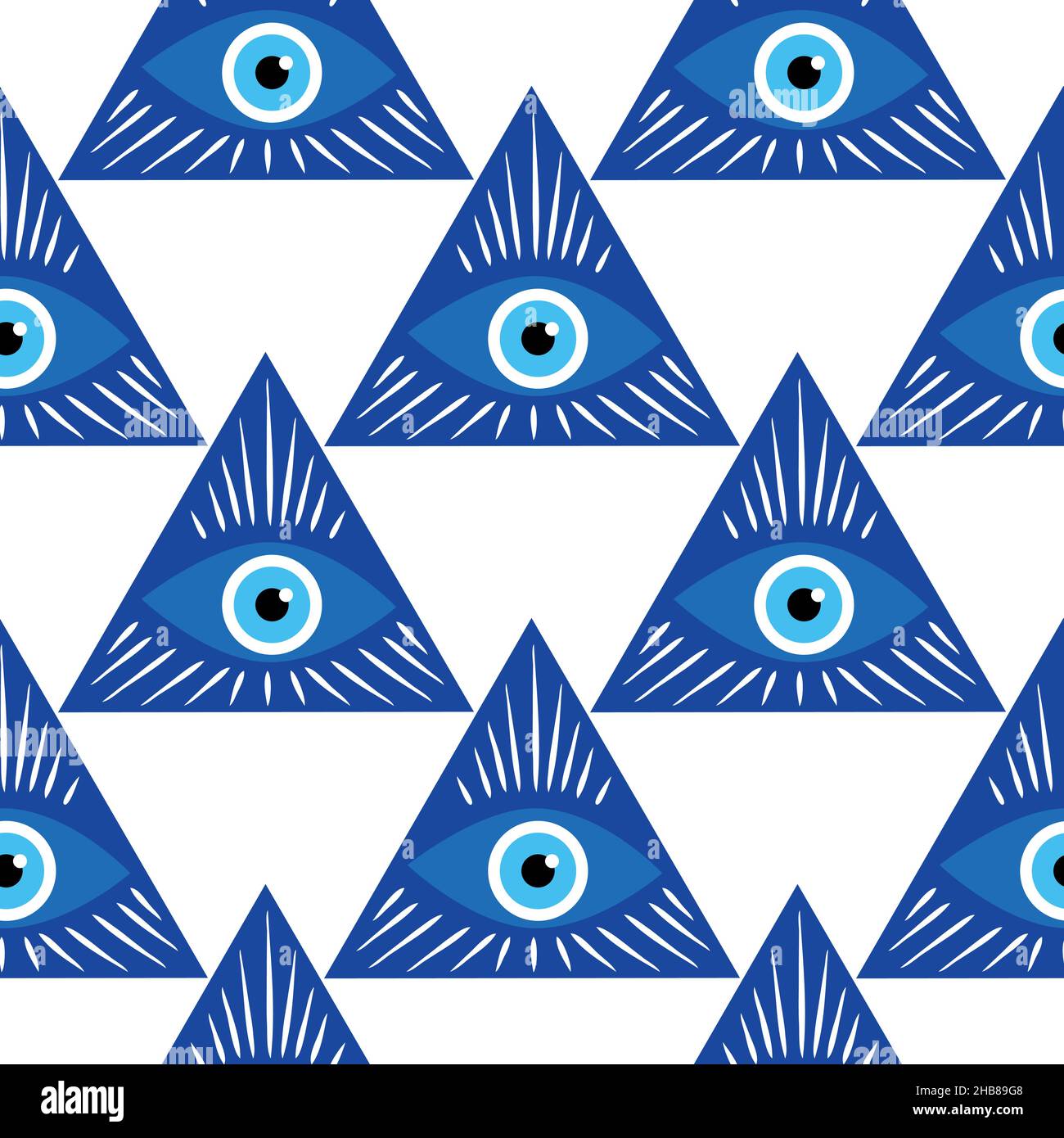 Mandala greek evil eye doodle seamless pattern. Magic, witchcraft ...