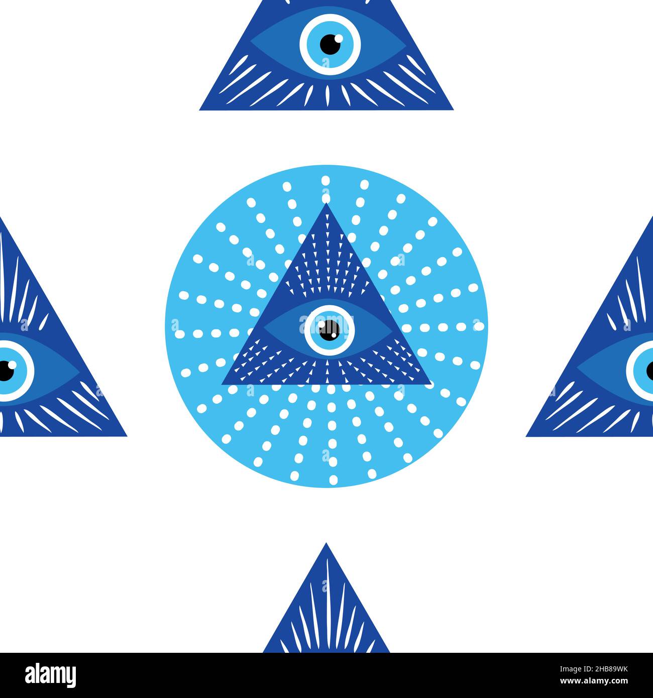 Mandala greek evil eye doodle seamless pattern. Magic, witchcraft ...
