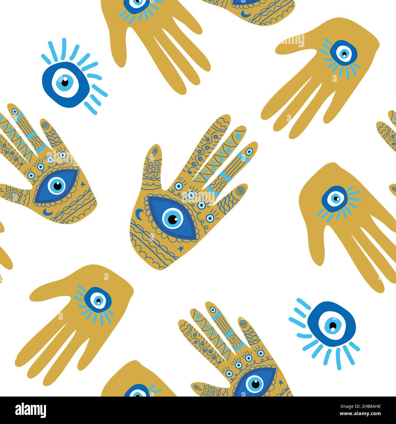 Hamsa eye, magical eye seamless pattern. Magic, witchcraft, occult ...