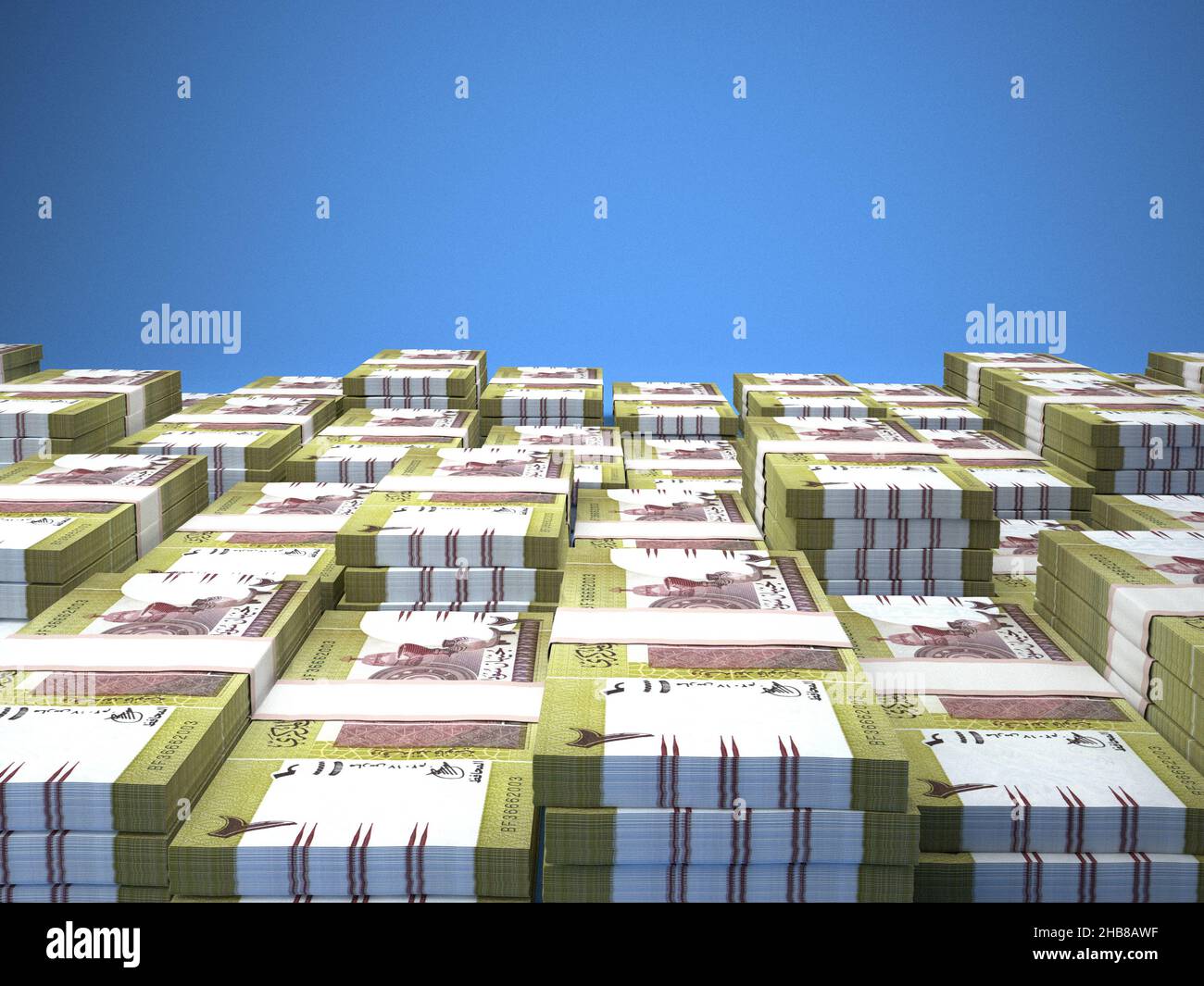 Money of Sudan. Sudanese pound bills. SDG banknotes. 2 pounds. Business ...