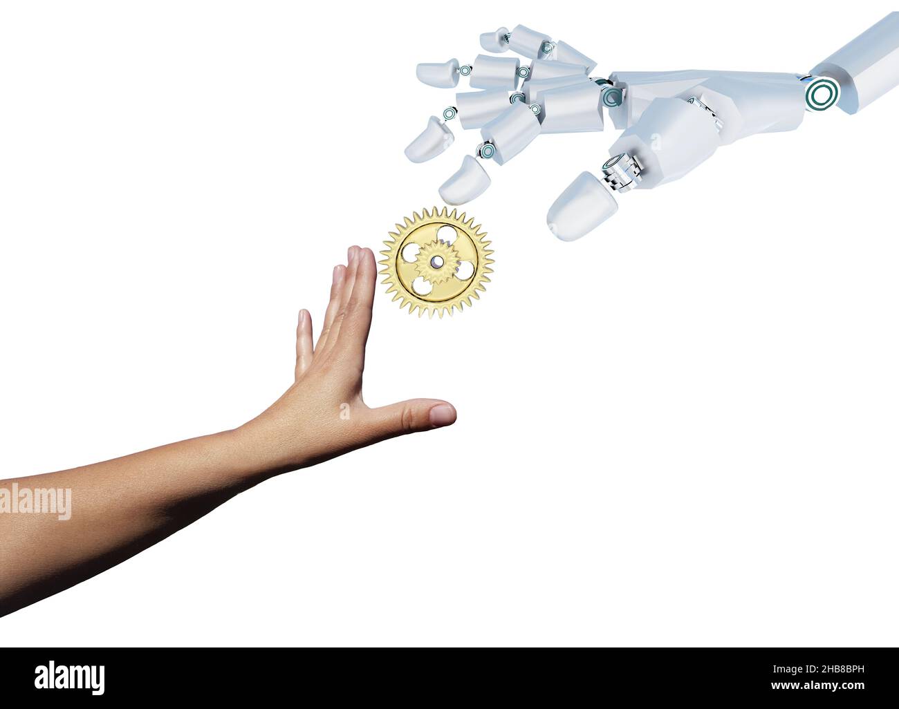 Robot and human hand interface Cut Out Stock Images & Pictures - Alamy
