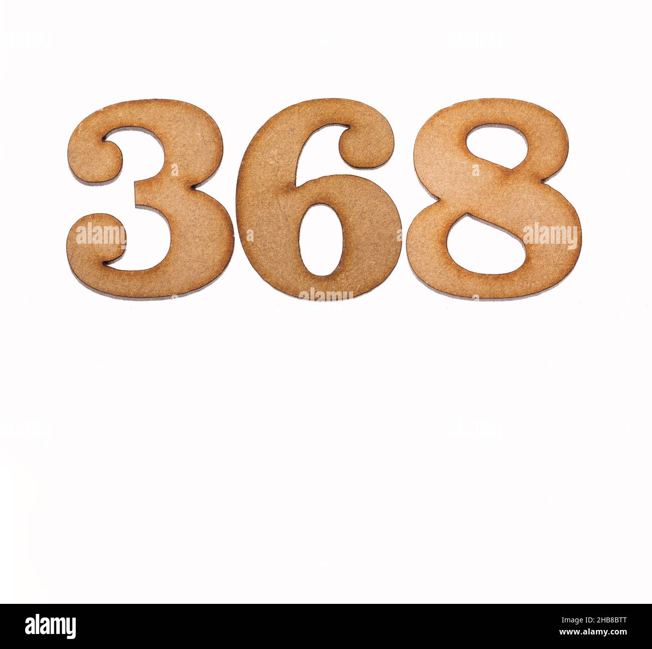 Number 368 in wood, isolated on white background Stock Photo - Alamy