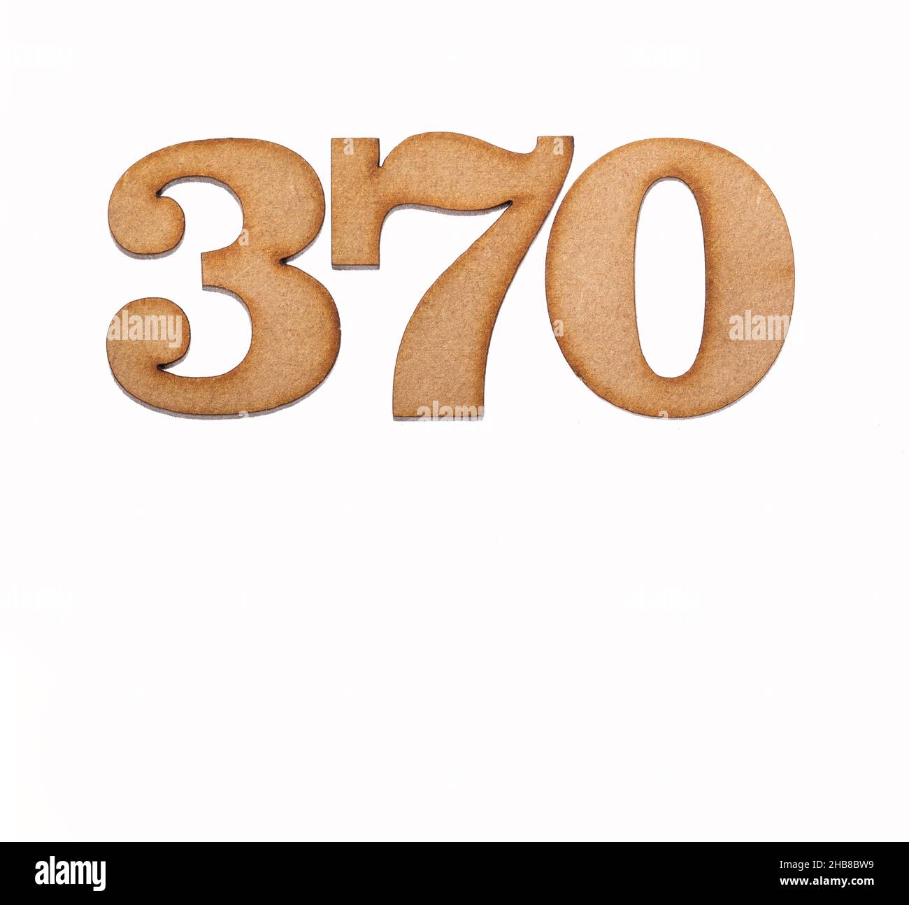 Number 370 in wood, isolated on white background Stock Photo - Alamy