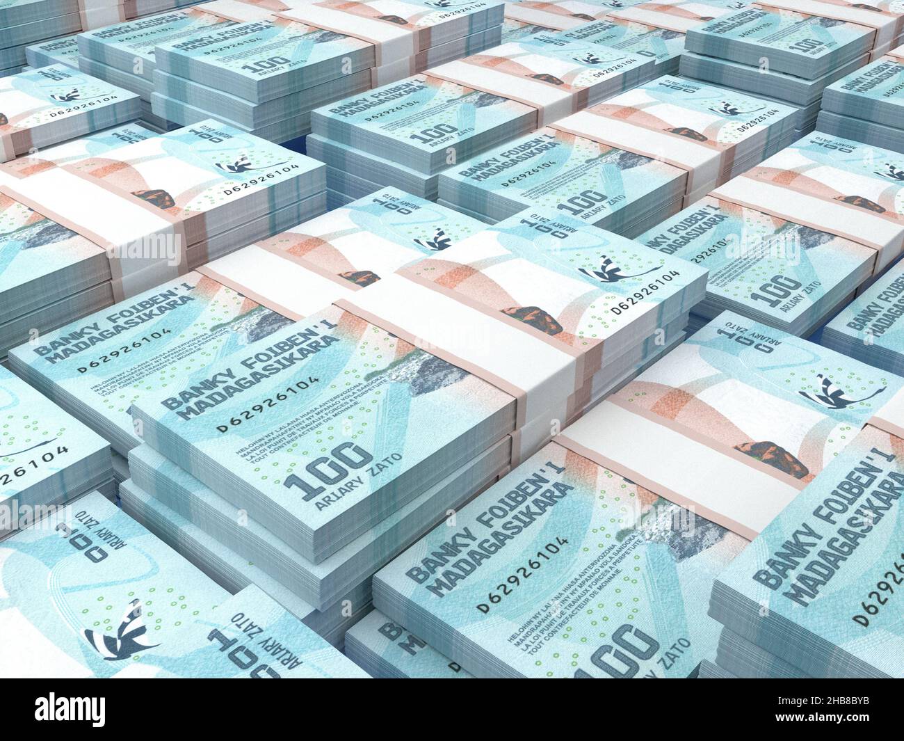 Money of Madagascar. Malagasy ariary bills. MGA banknotes. 100 ariary ...