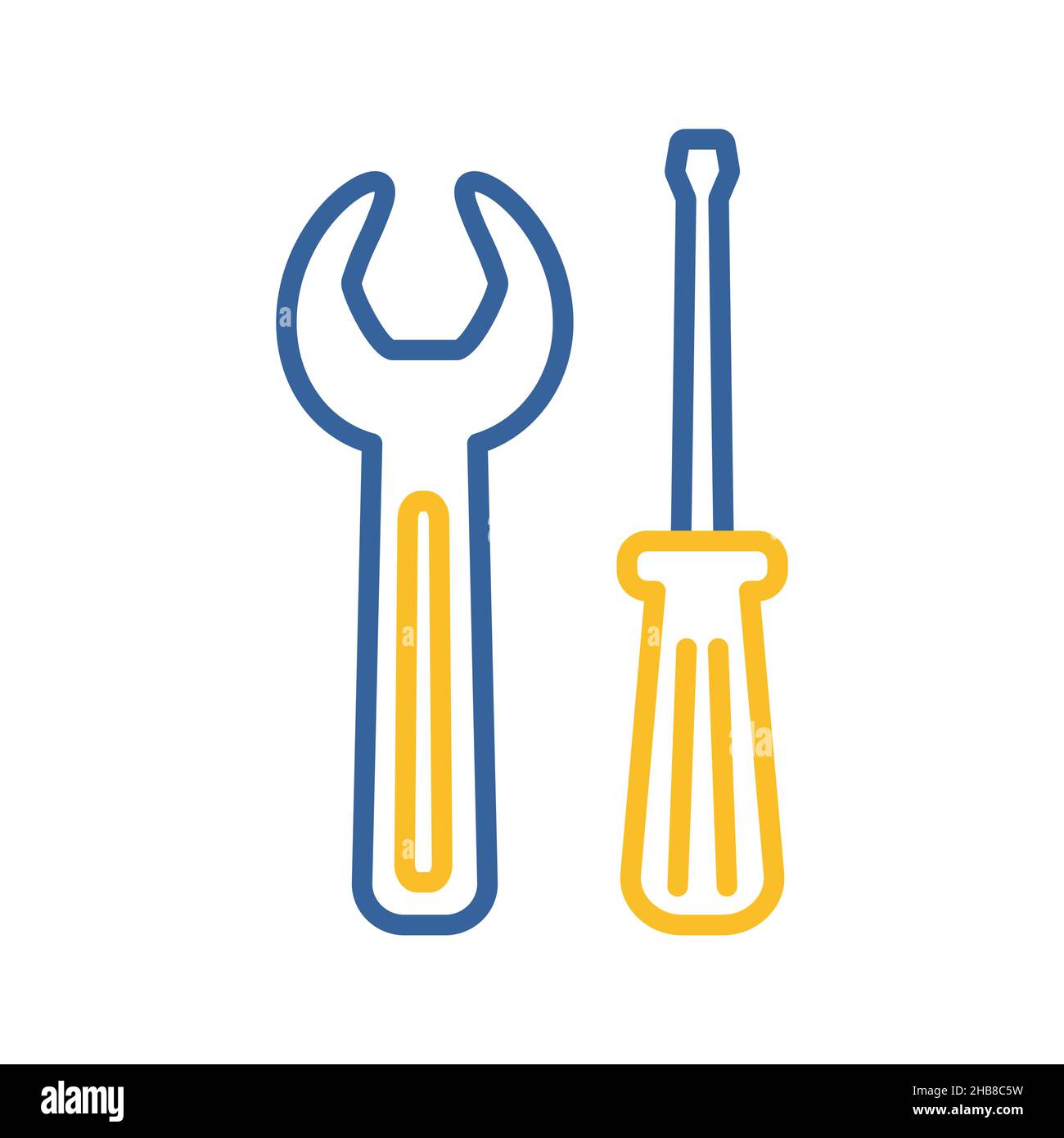 Screwdriver and wrench vector icon. Construction, repair and building ...