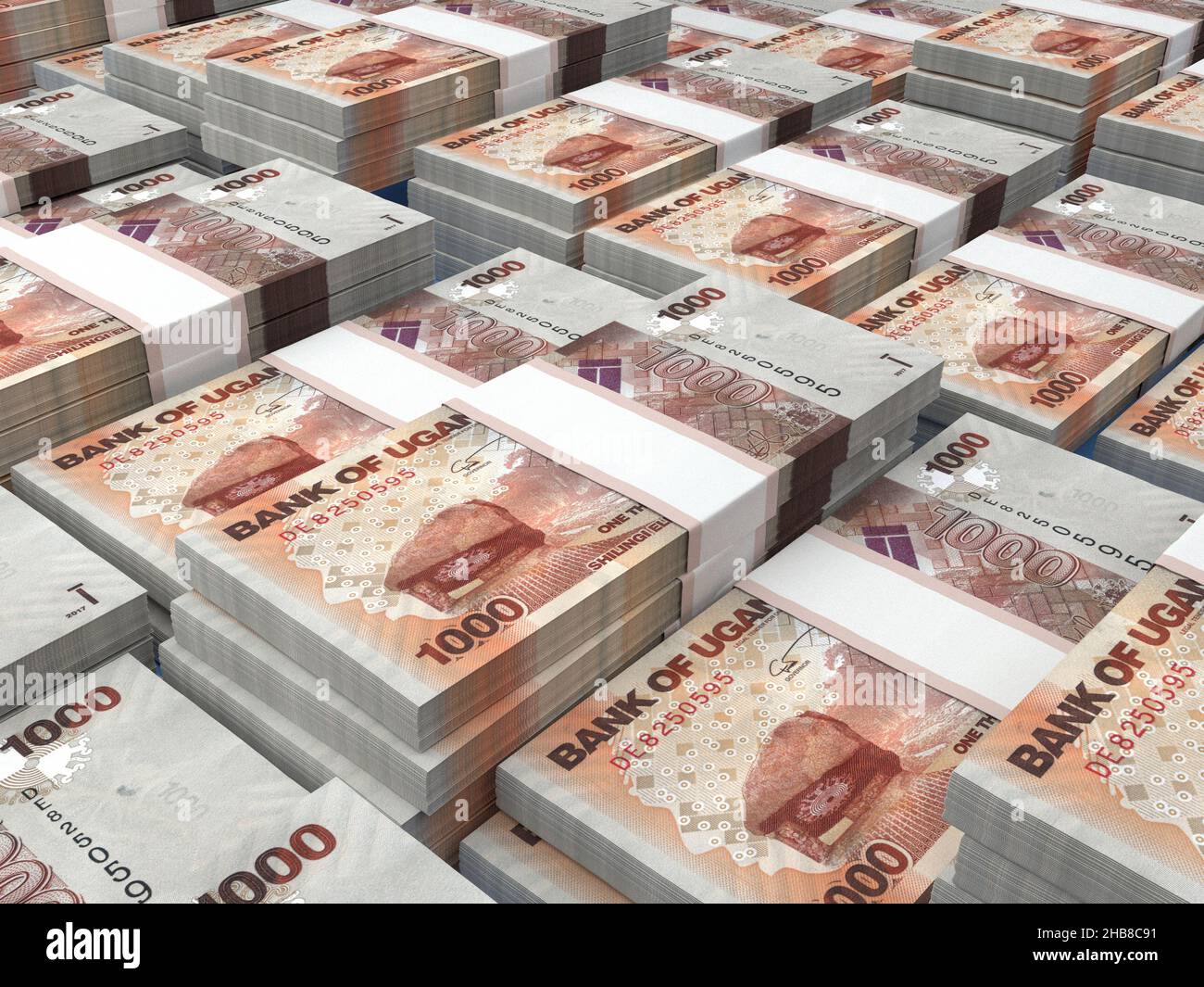 Money of Uganda. Shilling bills. UGX banknotes. 1000 Ganga. Business ...
