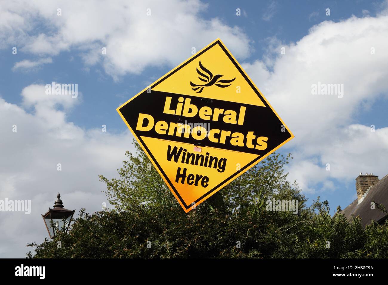 Liberal Democrats winning here sign Stock Photo - Alamy