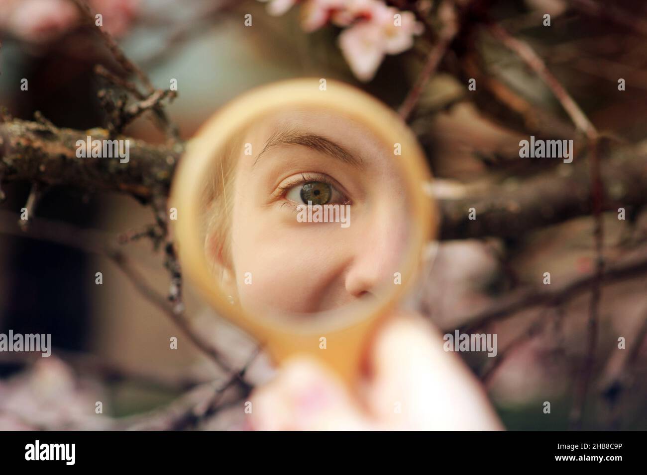 Eye in the mirror reflection Stock Photo - Alamy