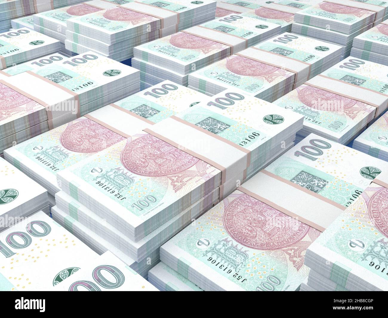 Money of Czech Republic. Czech koruna bills. CZK banknotes. 100 Kc ...