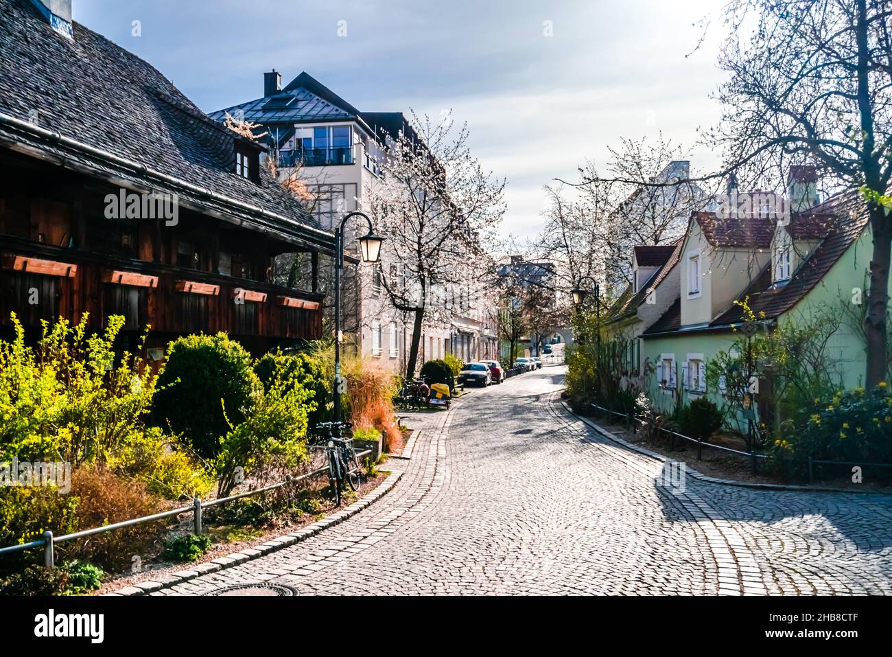 Old historical buildings of Haidhausen in the city center of Munich ...
