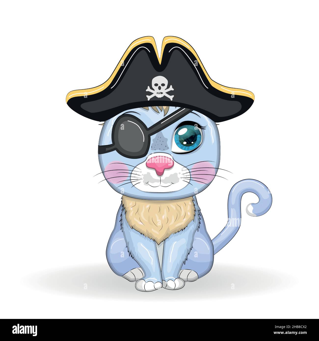 Cat pirate, cartoon character of the game, wild animal cat in a bandana ...