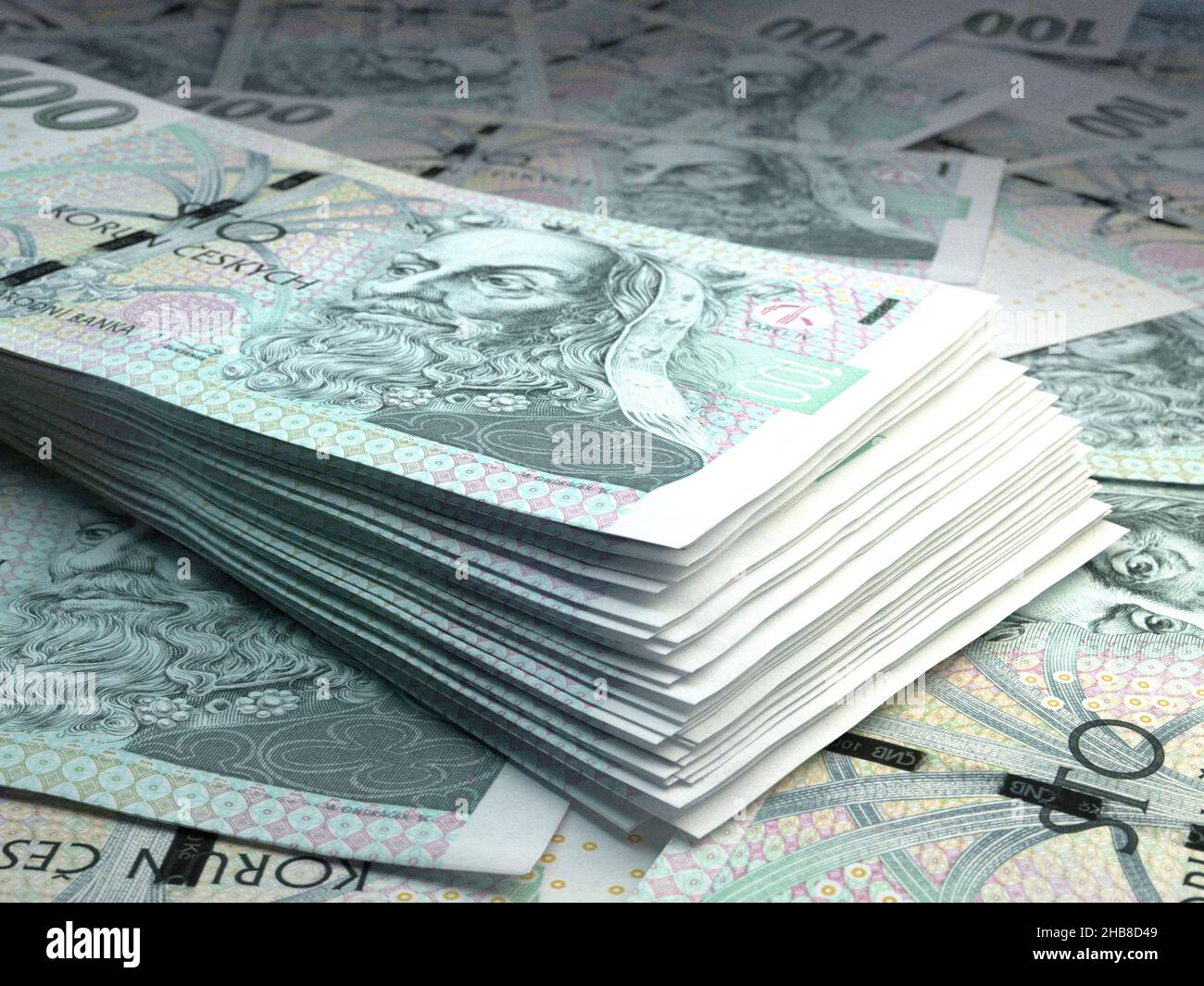 Money of Czech Republic. Czech koruna bills. CZK banknotes. 100 Kc ...