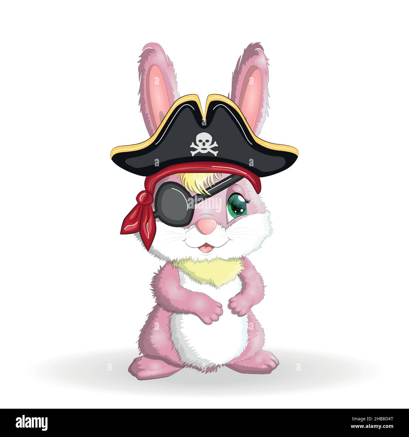 Bunny pirate, cartoon character of the game, wild animal rabbit in a ...