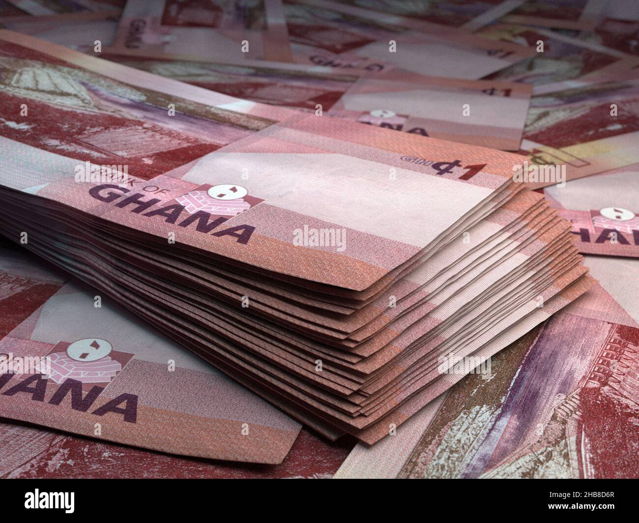 Money of Ghana. Ghanian cedi bills. GHS banknotes. 1 cedis. Business ...