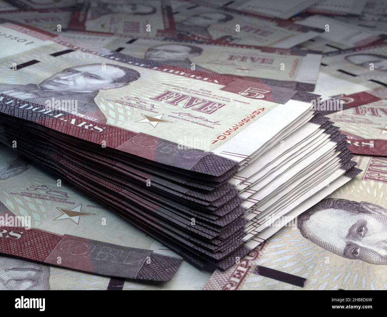 Money of Liberia. Dollar bills. LRD banknotes. 5 English. Business ...