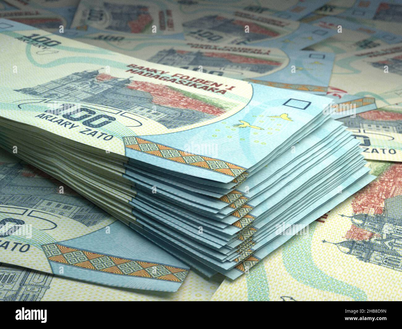 Money of Madagascar. Malagasy ariary bills. MGA banknotes. 100 ariary ...