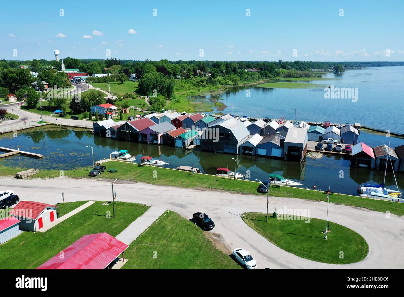 An aerial of boat houses at Port Rowan, Ontario, Canada Stock Photo - Alamy