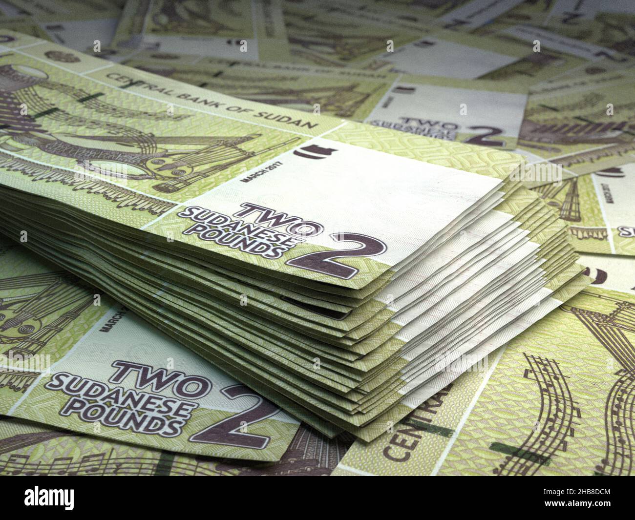 Money of Sudan. Sudanese pound bills. SDG banknotes. 2 pounds. Business ...