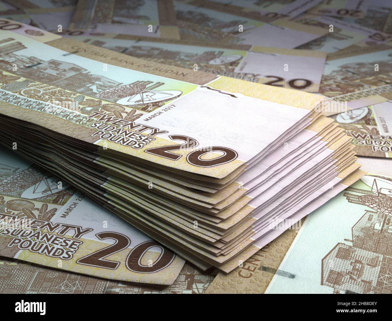 Money of Sudan. Sudanese pound bills. SDG banknotes. 20 pounds ...