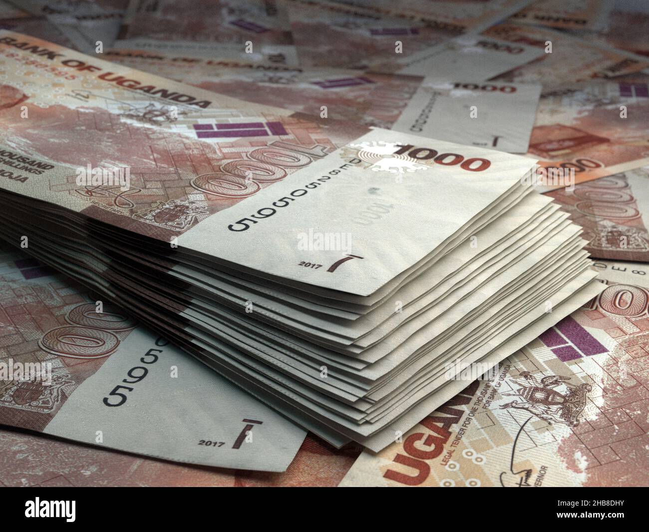 Money of Uganda. Shilling bills. UGX banknotes. 1000 Ganga. Business ...