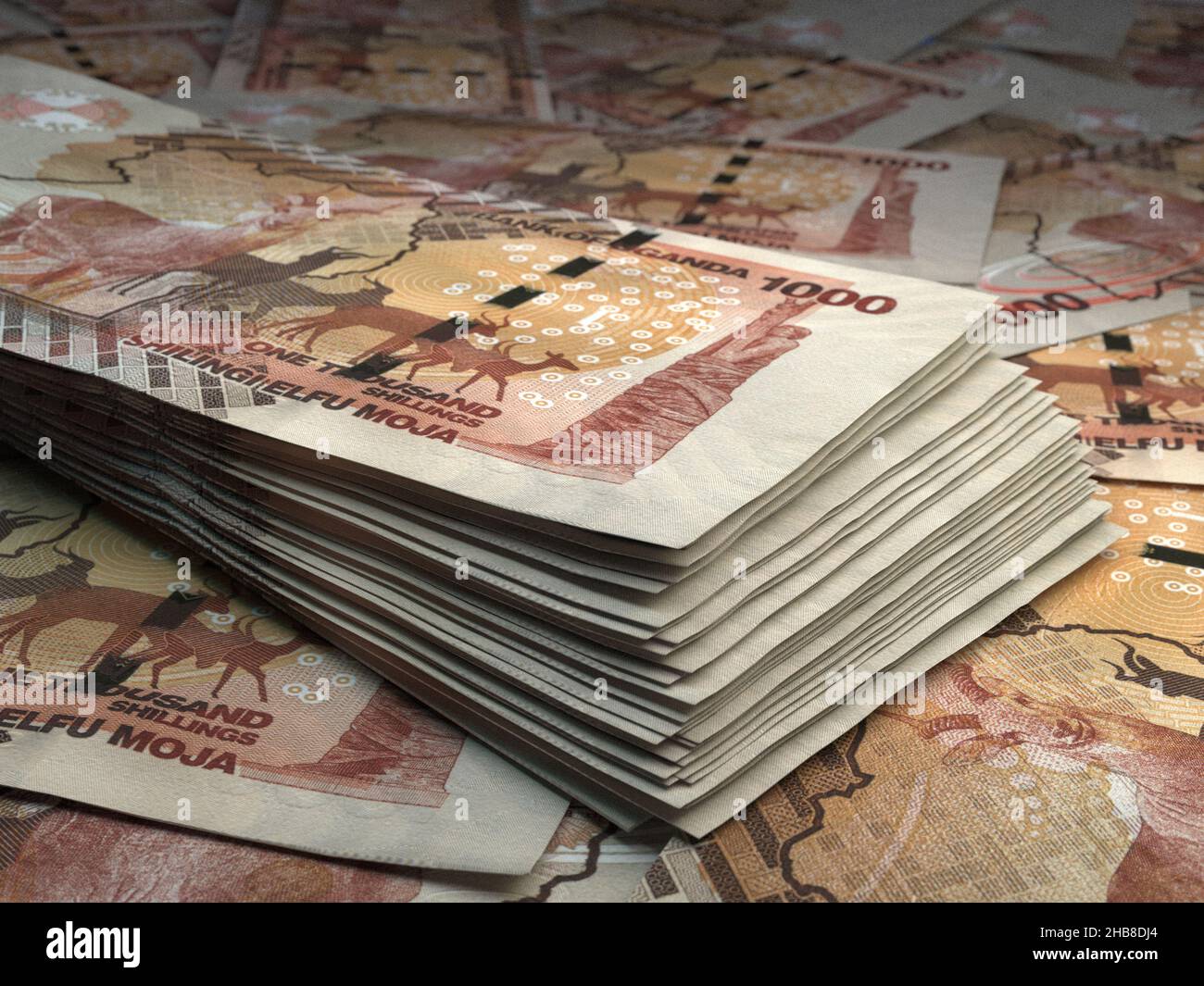 Money of Uganda. Shilling bills. UGX banknotes. 1000 Ganga. Business ...