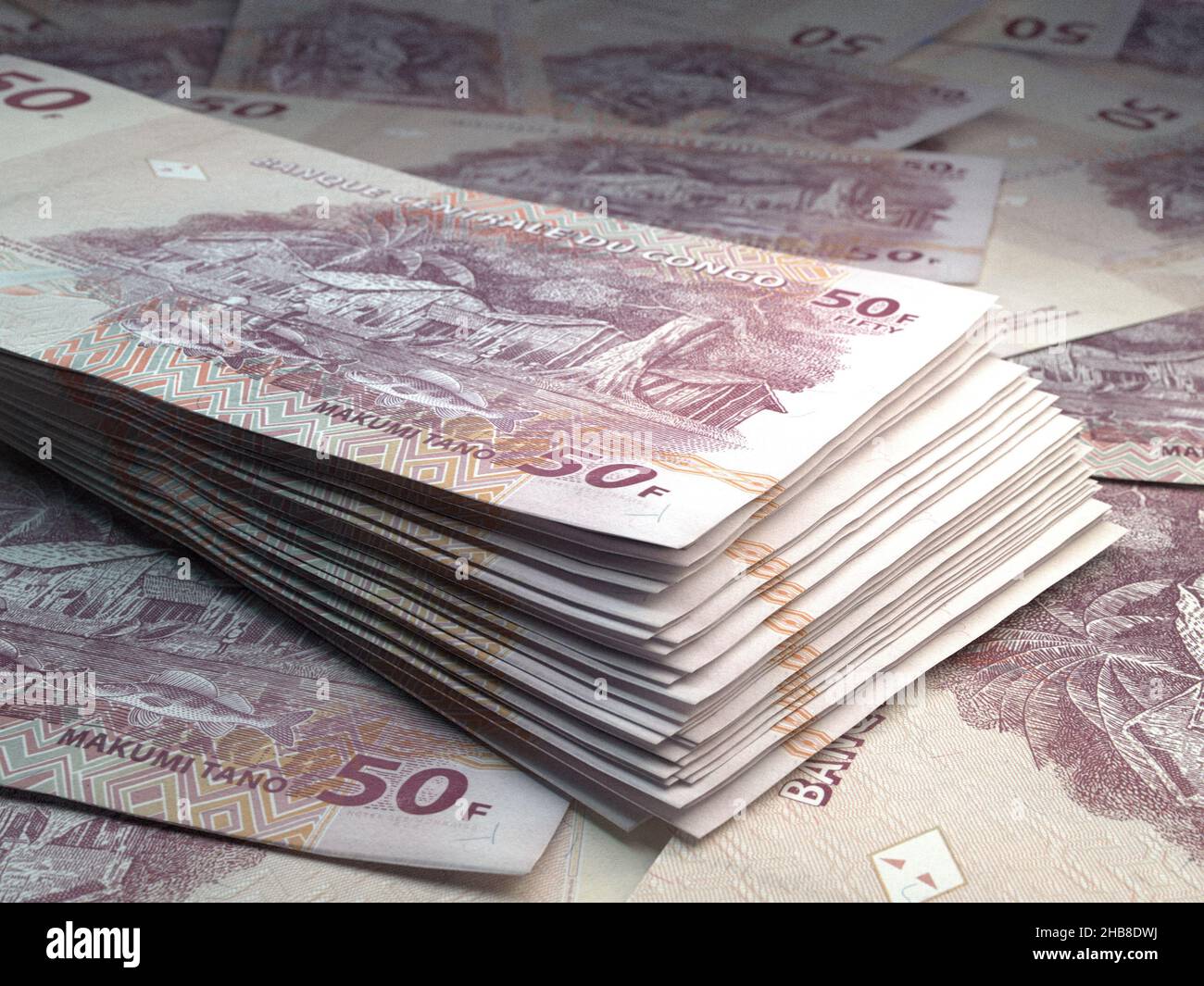 Money of DR Congo. Franc bills. CDF banknotes. 50 French. Business ...