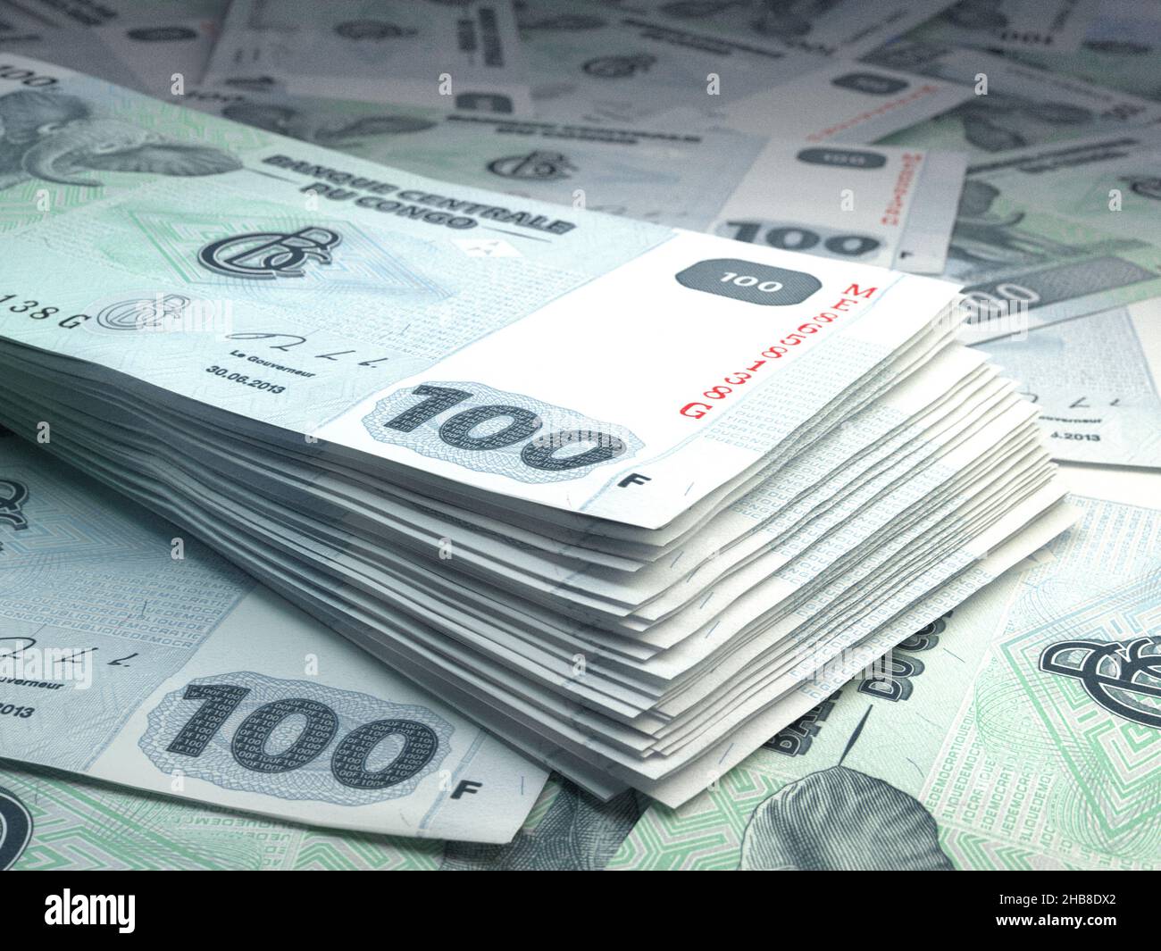 Money of DR Congo. Franc bills. CDF banknotes. 100 French. Business ...