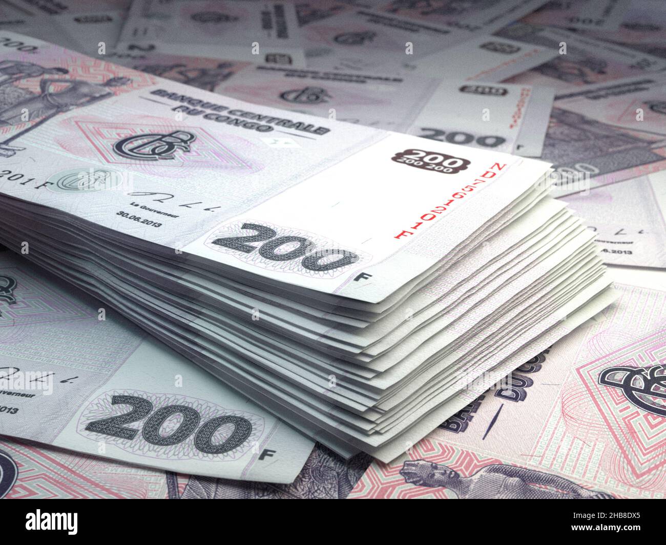Money of DR Congo. Franc bills. CDF banknotes. 200 French. Business ...