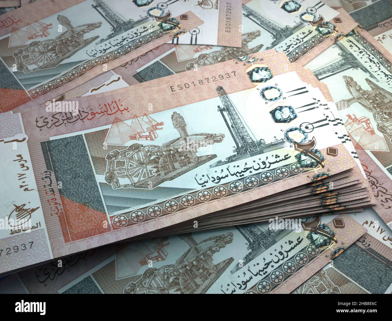 Money of Sudan. Sudanese pound bills. SDG banknotes. 20 pounds ...