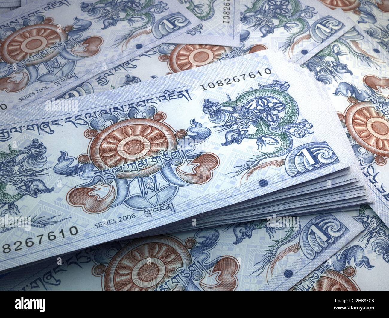 Money of Bhutan. Ngultrum bills. BTN banknotes. 1 Dzongkha. Business ...