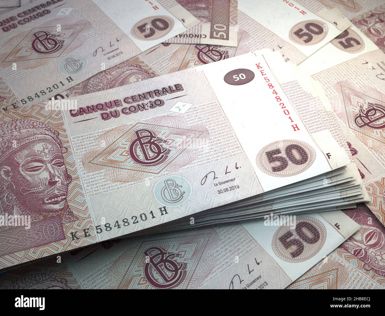 Money of DR Congo. Franc bills. CDF banknotes. 50 French. Business ...