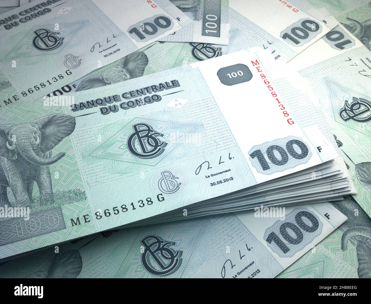 Money of DR Congo. Franc bills. CDF banknotes. 100 French. Business ...