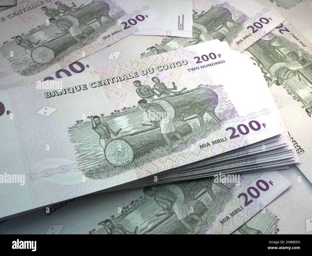 Money of DR Congo. Franc bills. CDF banknotes. 200 French. Business ...