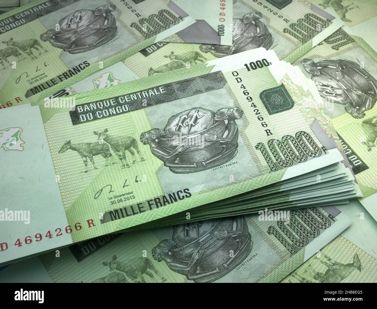 Money of DR Congo. Franc bills. CDF banknotes. 1000 French. Business ...