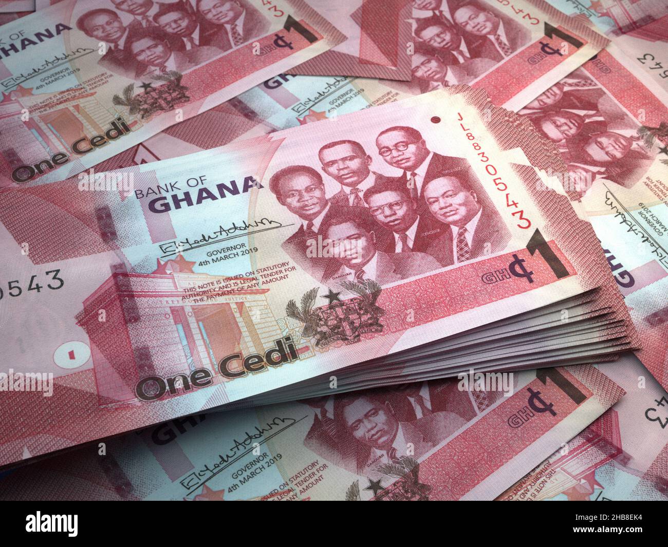Money of Ghana. Ghanian cedi bills. GHS banknotes. 1 cedis. Business ...