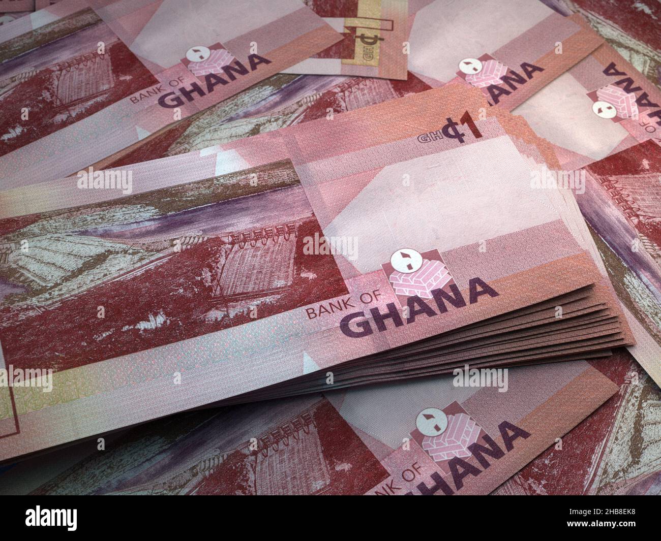 Money of Ghana. Ghanian cedi bills. GHS banknotes. 1 cedis. Business ...
