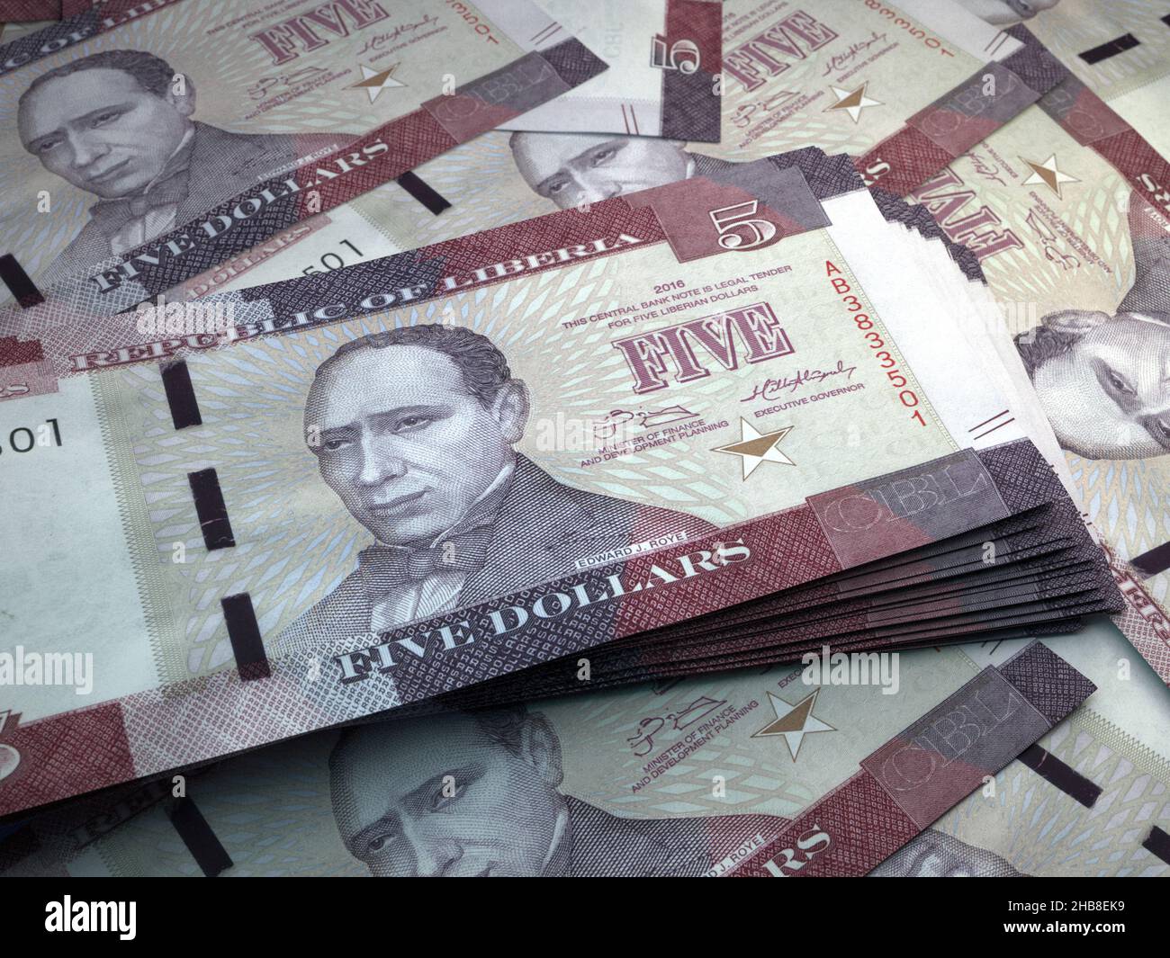 Money of Liberia. Dollar bills. LRD banknotes. 5 English. Business ...